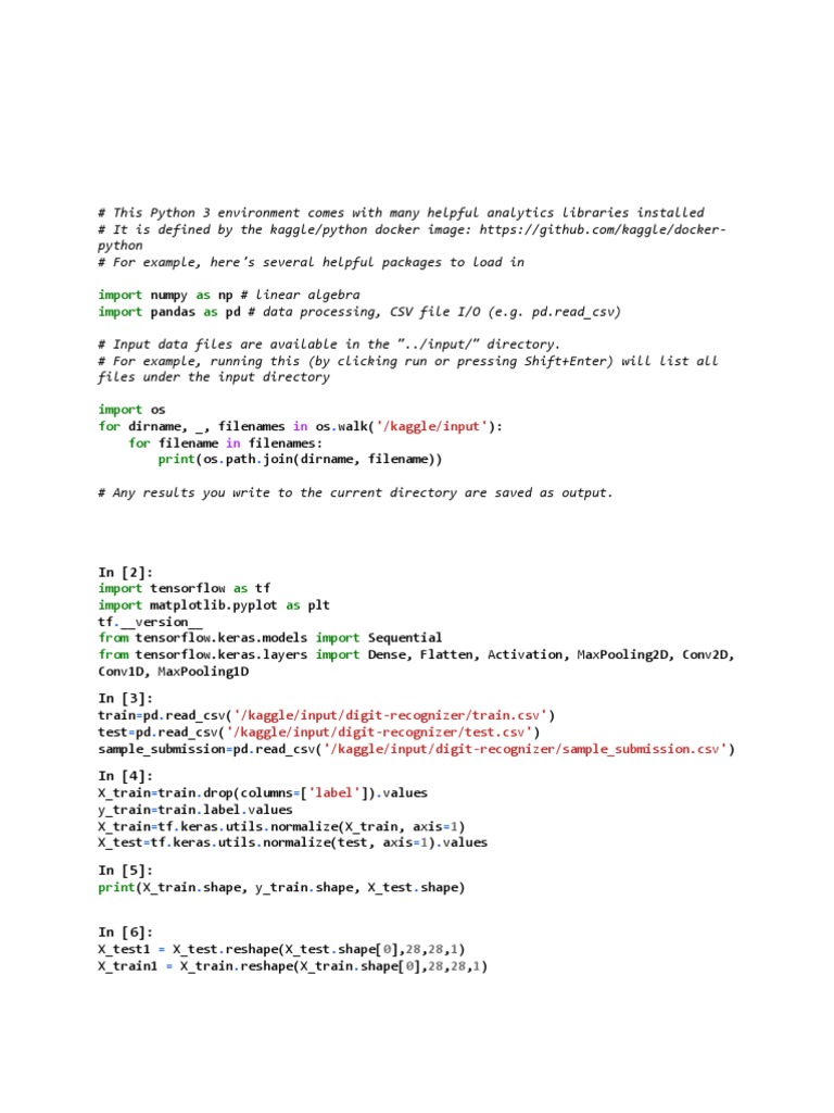 Program Code - Digit Recognizer Paper | PDF | Filename | Comma Separated Values