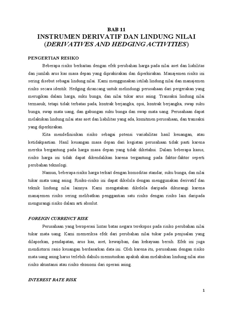 Bab 11 - Instrumen Derivatif Dan Lindung Nilai | PDF