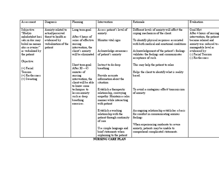 NCP Anxiety | PDF | Anxiety | Patient