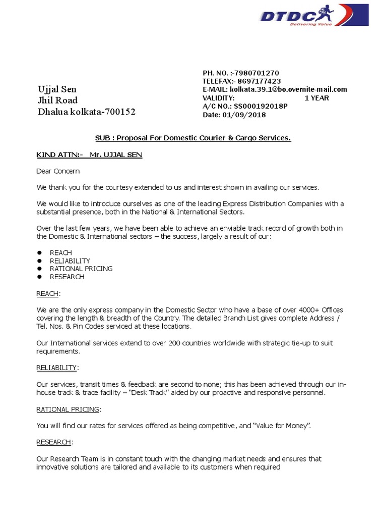 DTDC Rate Quotation-4 | PDF | Cargo | Business