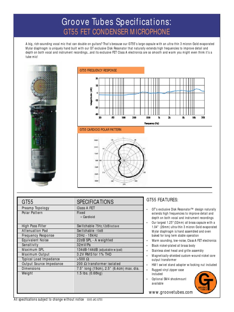 MICRO Groove Tubes - 55 - Web0504 | PDF | Microphone | Sound Recording