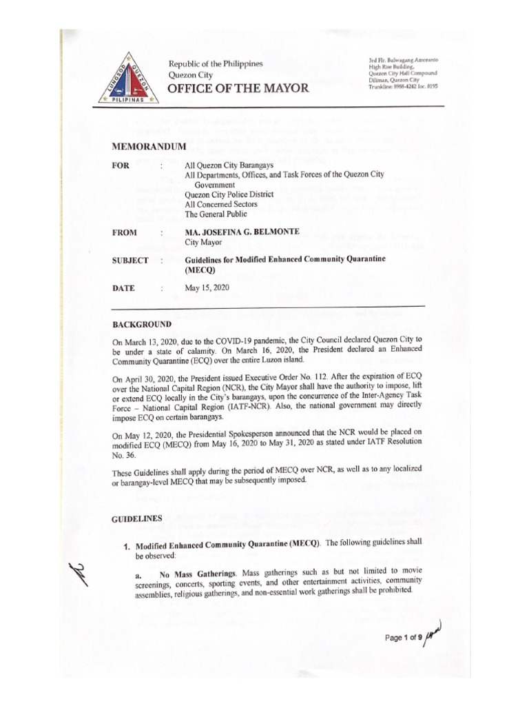 QC MECQ Guidelines | PDF