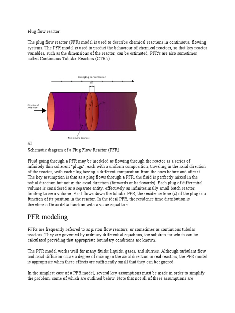 Plug Flow Reactor Notes | PDF | Chemical Reactor | Unit Processes