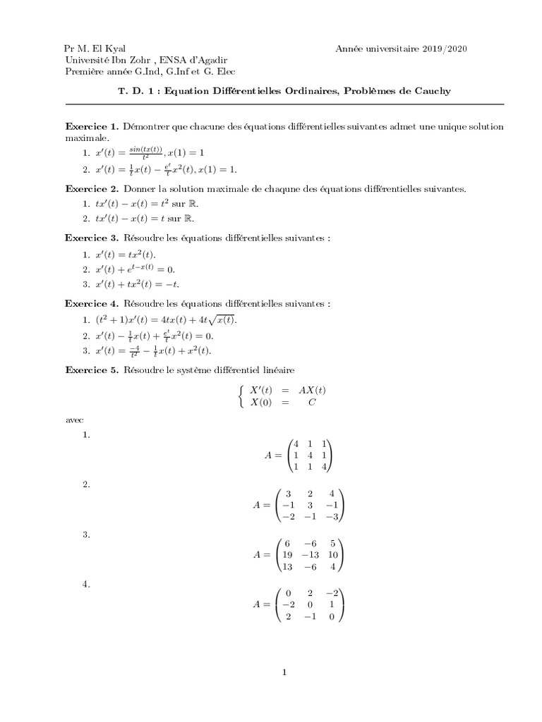 TD1 Analyse Numérique | PDF | Concepts mathématiques | Enseignement des mathématiques