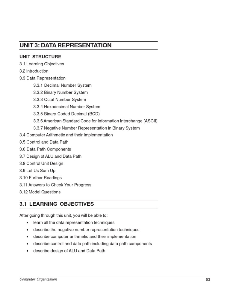 Unit 3: Data Representation | PDF | Central Processing Unit | Binary Coded Decimal