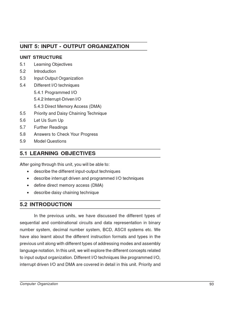 Unit 5 | PDF | Input/Output | Central Processing Unit