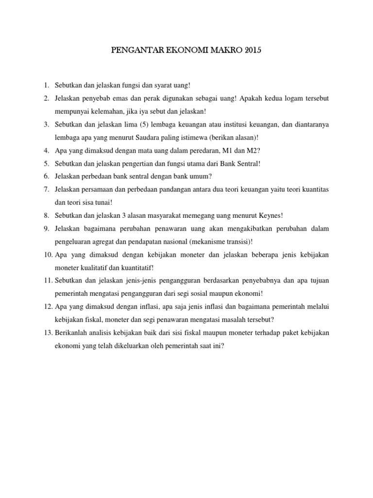 Kumpulan Soal PE MAKRO 2015 | PDF