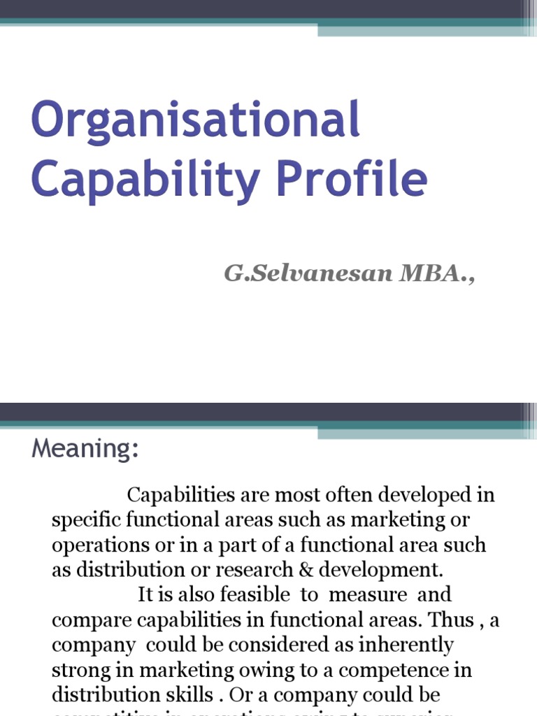Organizational Capability Profiles Explained | PDF | Business | Marketing