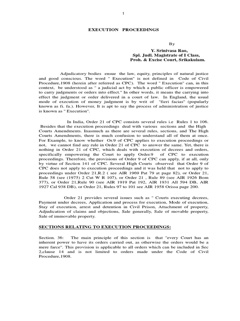 Execution Proceedings Explained | PDF | Decree | Judgment (Law)