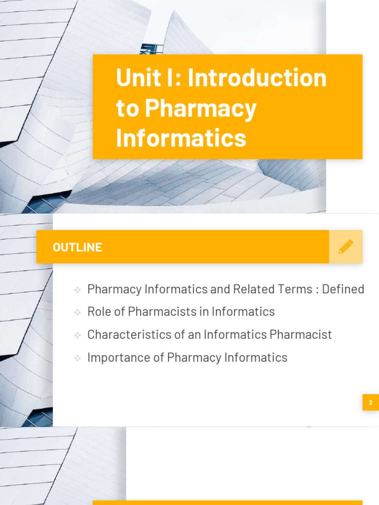 Unit I: Introduction To Pharmacy Informatics | PDF | Health Informatics ...