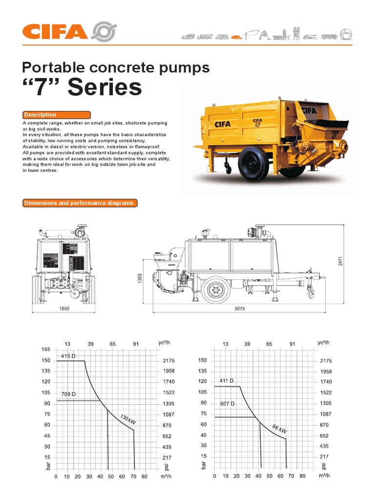 "7" Series: Portable Concrete Pumps | PDF | Pump | Engines