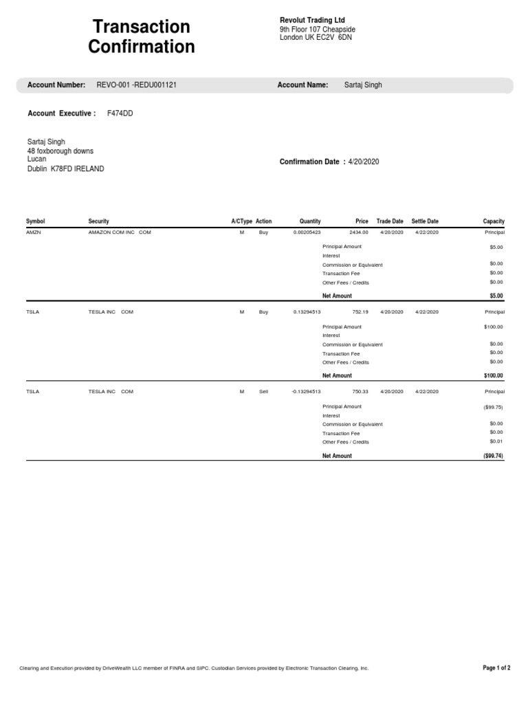 Transaction Confirmation: 9th Floor 107 Cheapside London UK EC2V 6DN ...