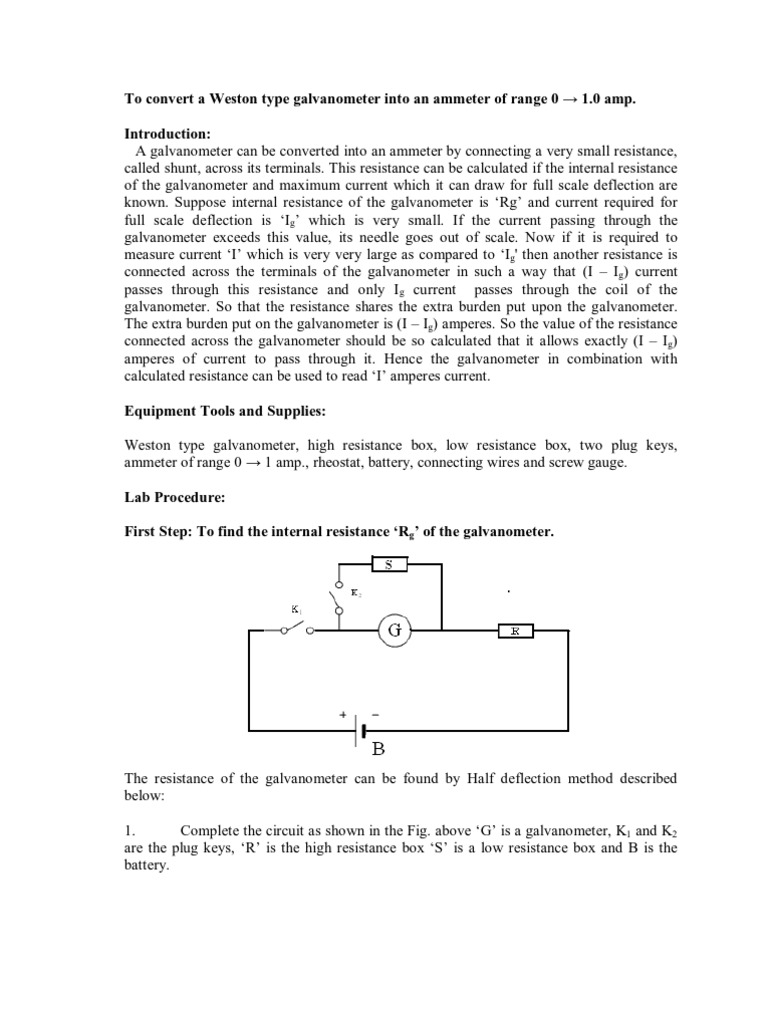 Converting Weston Galvanometer to Ammeter | PDF | Voltage | Physical ...