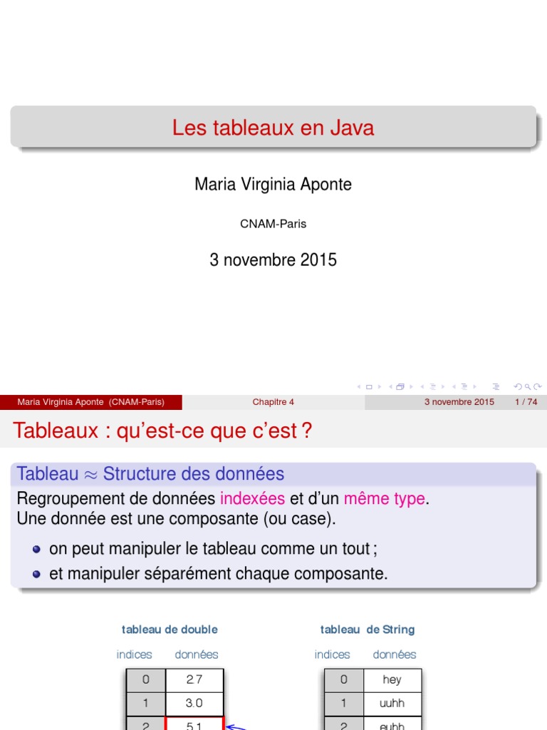 Cours Tableaux | PDF | Variable (informatique) | Pointeur (programmation)