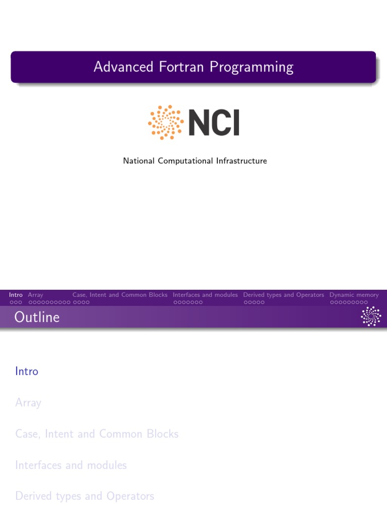 Advanced Fortran Programming National Computational Infrastructure Pdf Pointer Computer