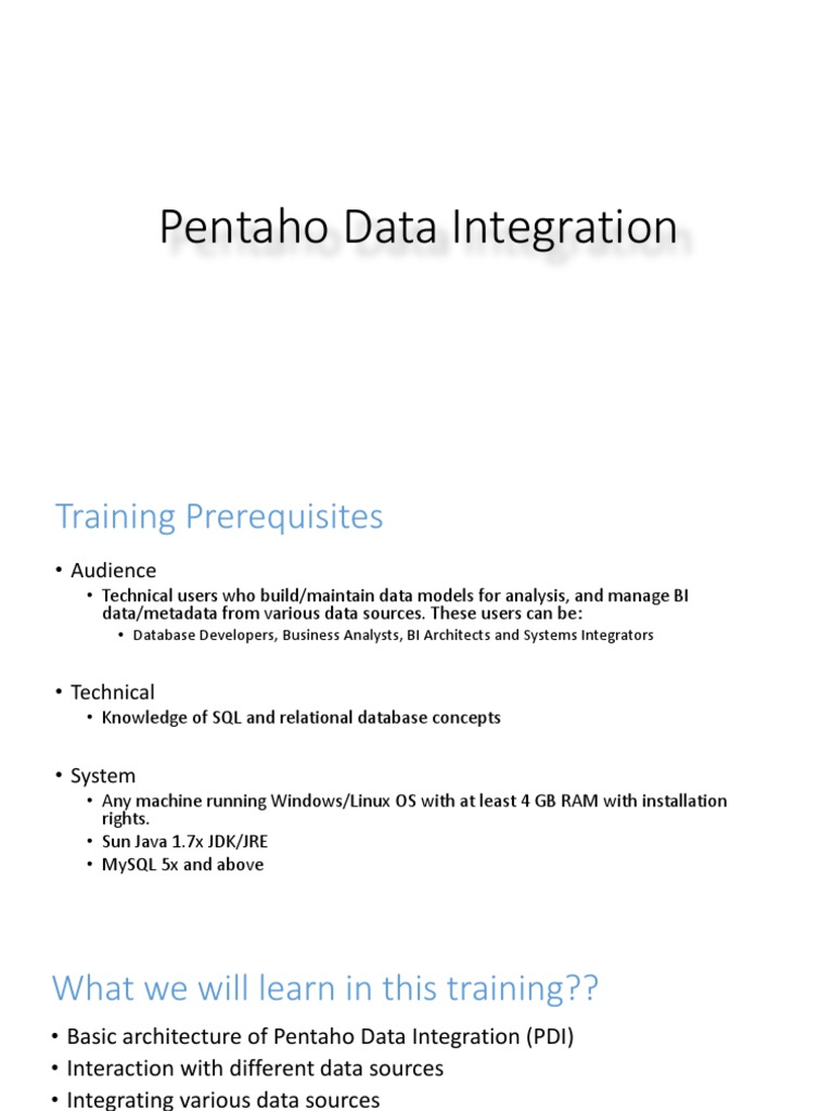 Pentaho Data Integration | PDF | Parameter (Computer Programming) | Databases