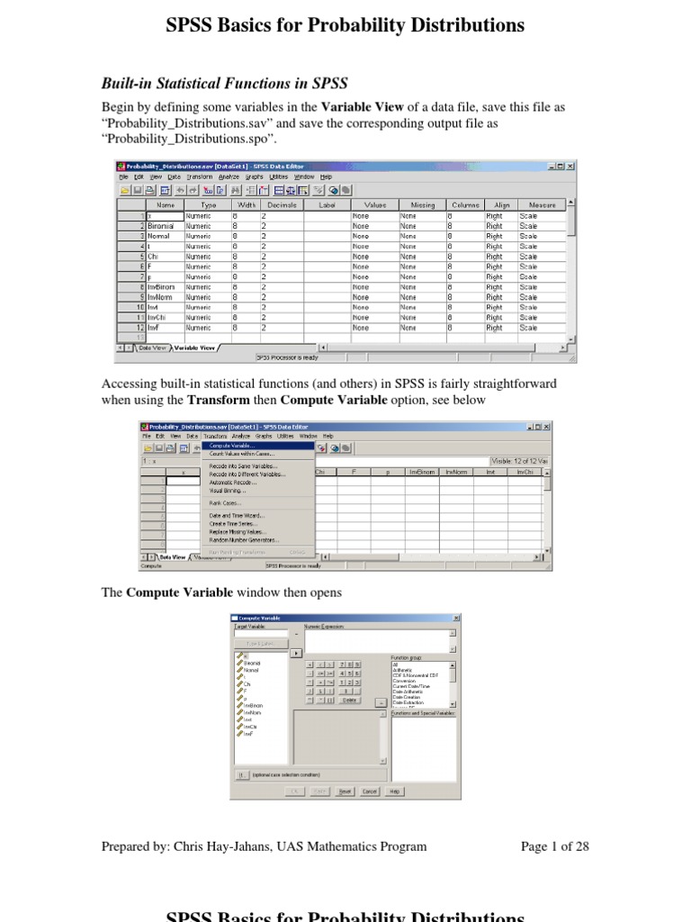 SPSS Basics Probability Distributions | PDF | Normal Distribution ...
