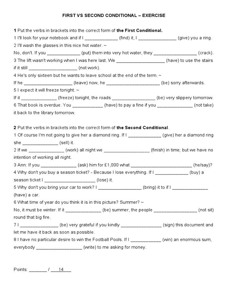 First vs Second Conditional Exercise | PDF