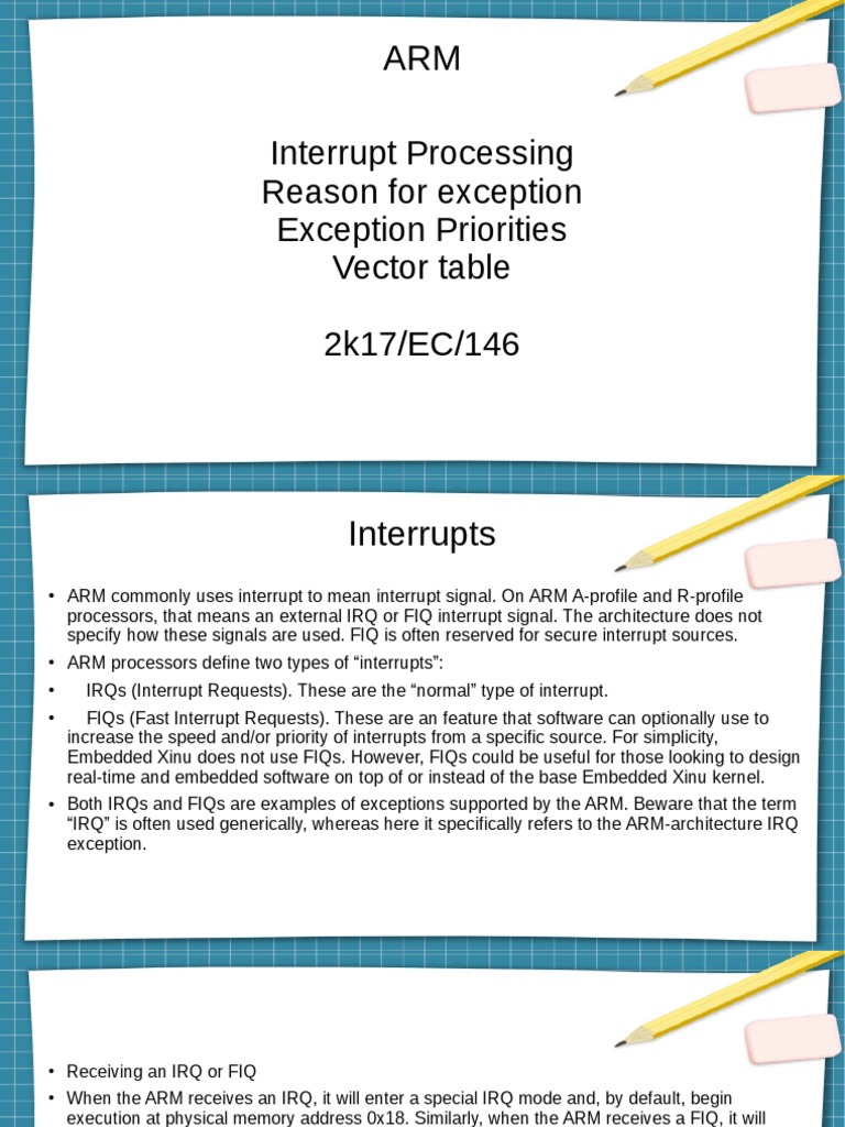 Interrupt Processing Reason For Exception Exception Priorities Vector Table 2k17/EC/146 ...