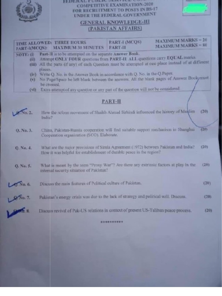 CSS Pakistan Affairs Past Papers 2016-2019 | PDF | All India Muslim ...