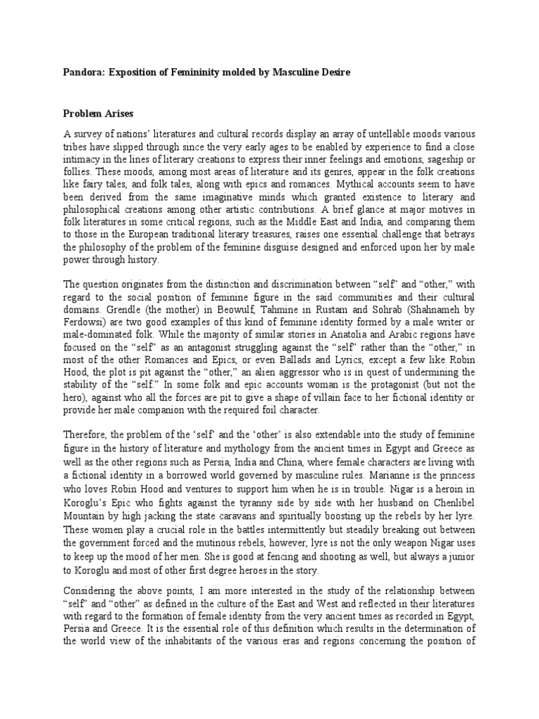 Pandora: Exposition of Femininity Molded by Masculine Desire | PDF ...