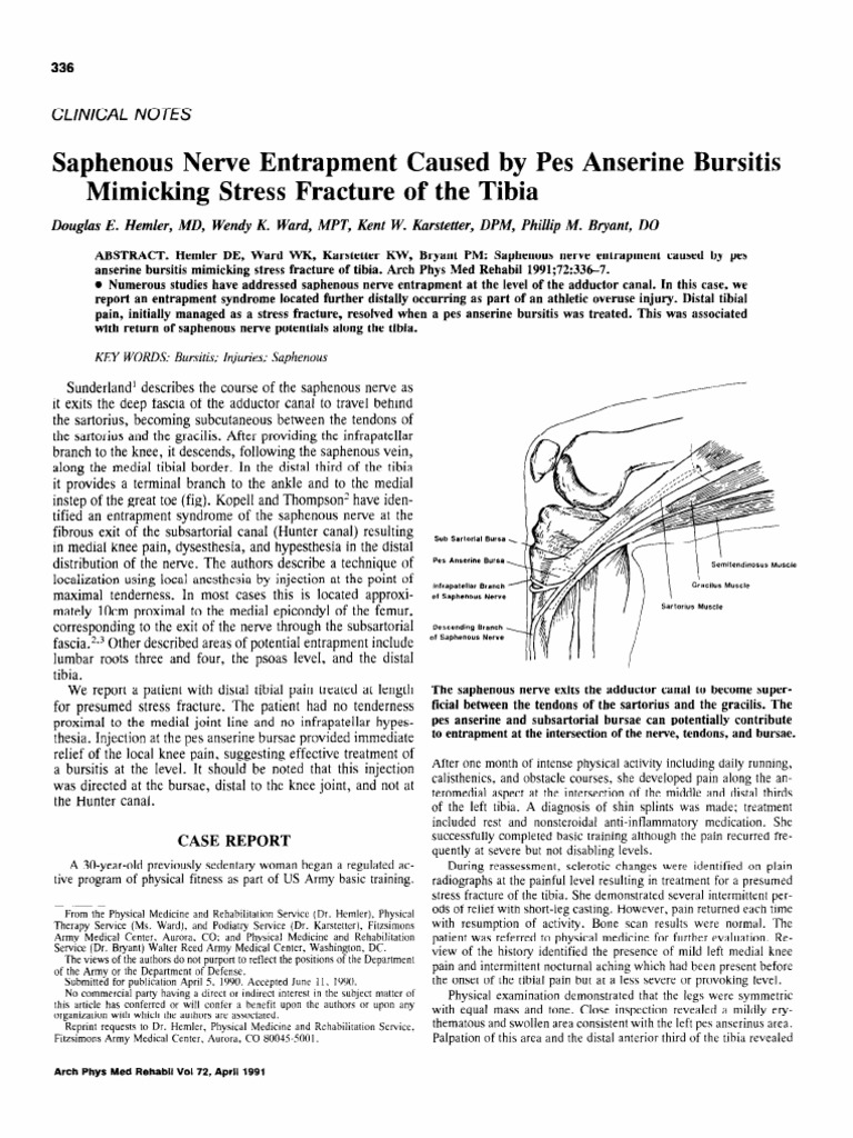 Saphenous Nerve Entrapment & Bursitis | PDF | Knee | Limbs (Anatomy)
