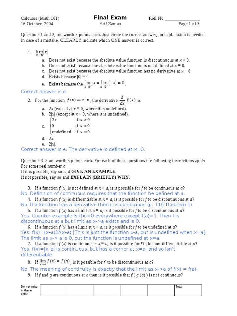 Final Exam: 0) (Lim Lim | PDF | Derivative | Function (Mathematics)