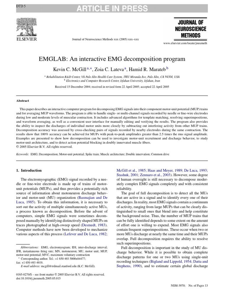 EMGLAB An Interactive EMG Decomposition | PDF | Electromyography ...