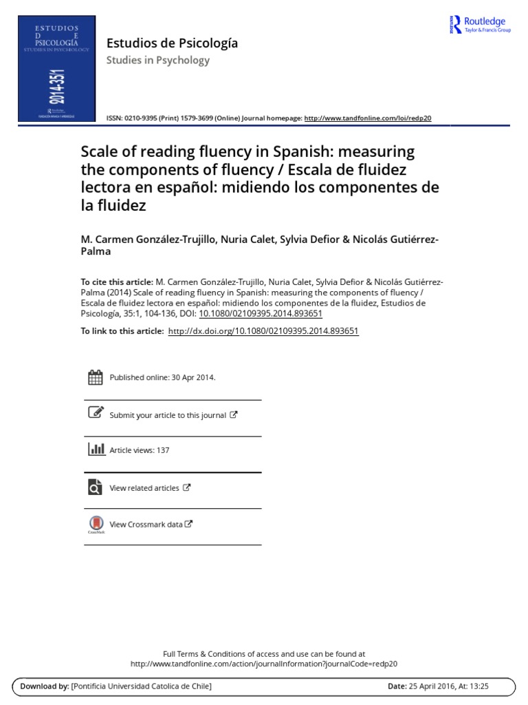 LECTURA 09 - Gonzalez-Trujillo Et Al - Escala de Fluidez Lectora en ...