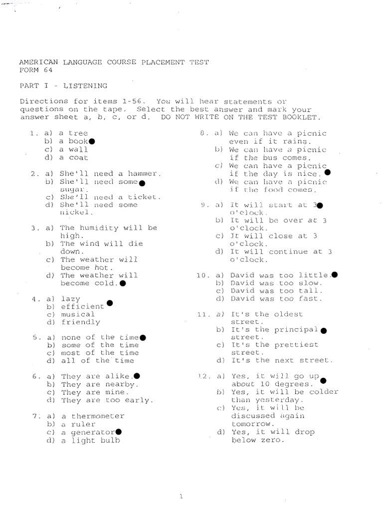 ALCPT Form 64 Key | PDF