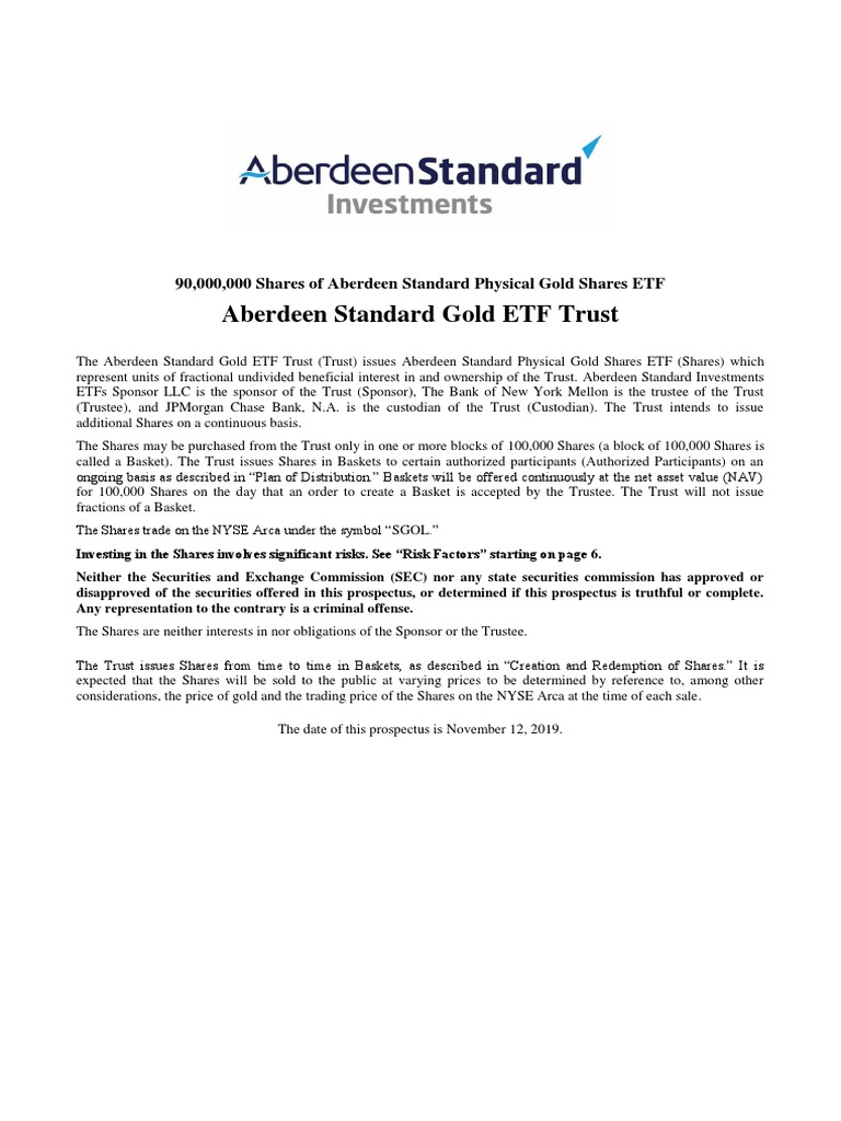 Gold ETF Investment Prospectus | PDF | Gold As An Investment | Trust Law