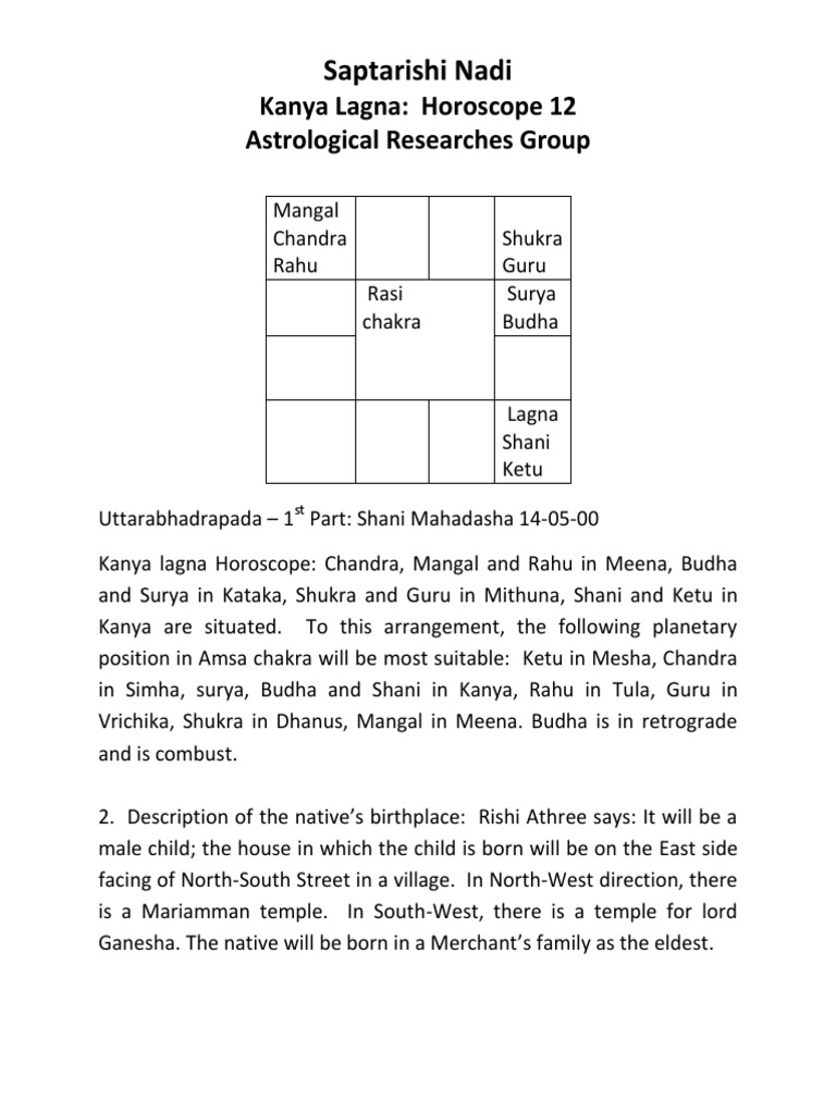 Horoscope-Saptarishi Nadi | PDF | Religion And Belief