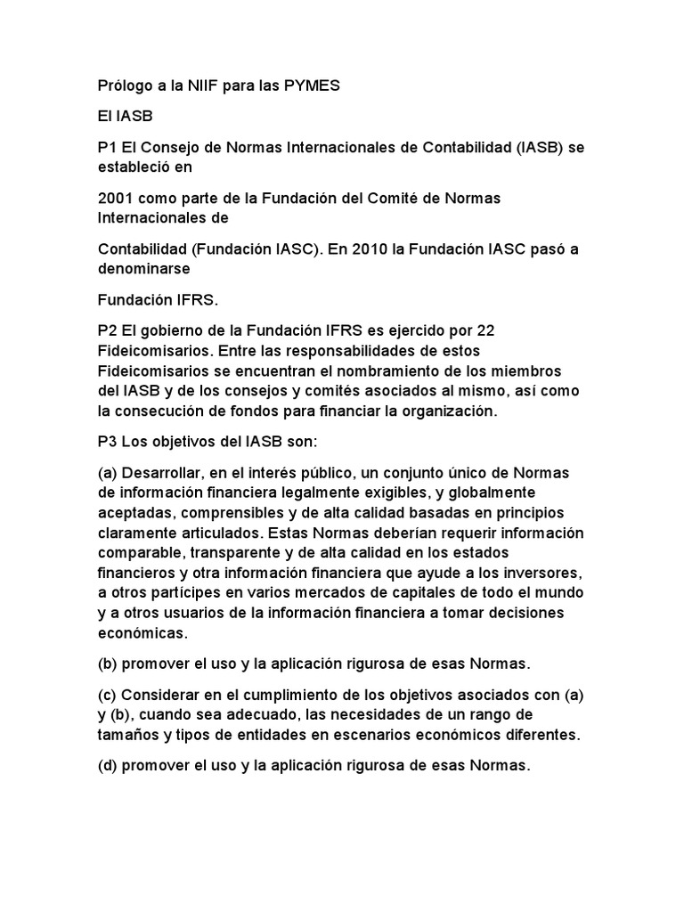 Resumen de NIIF para Las PYMES | PDF | normas internacionales de ...
