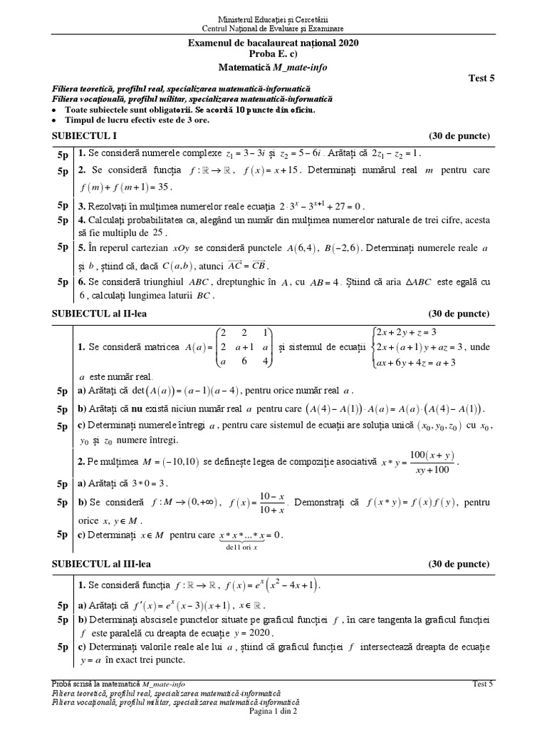Mate Test 5 PDF | PDF