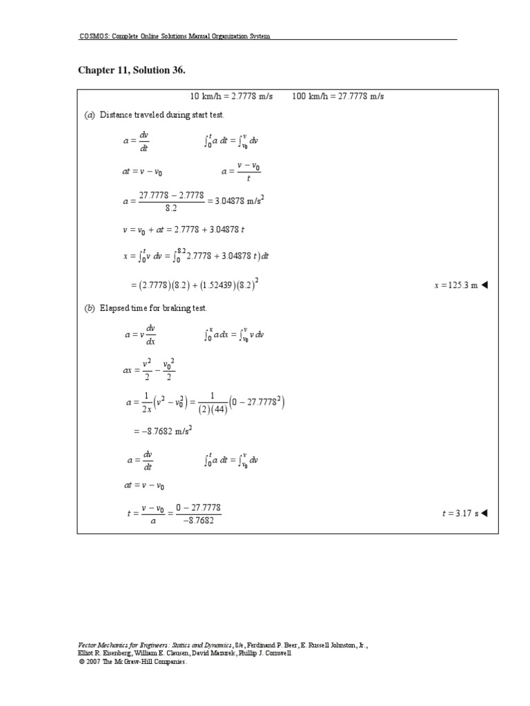Chapter 11, Solution 36.: DV A DT Adt DV V V A T A V V at T X VDV TDT X | PDF