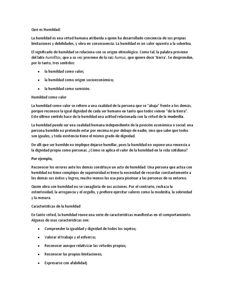 Qué Es Humildad | PDF | Humildad | Modestia