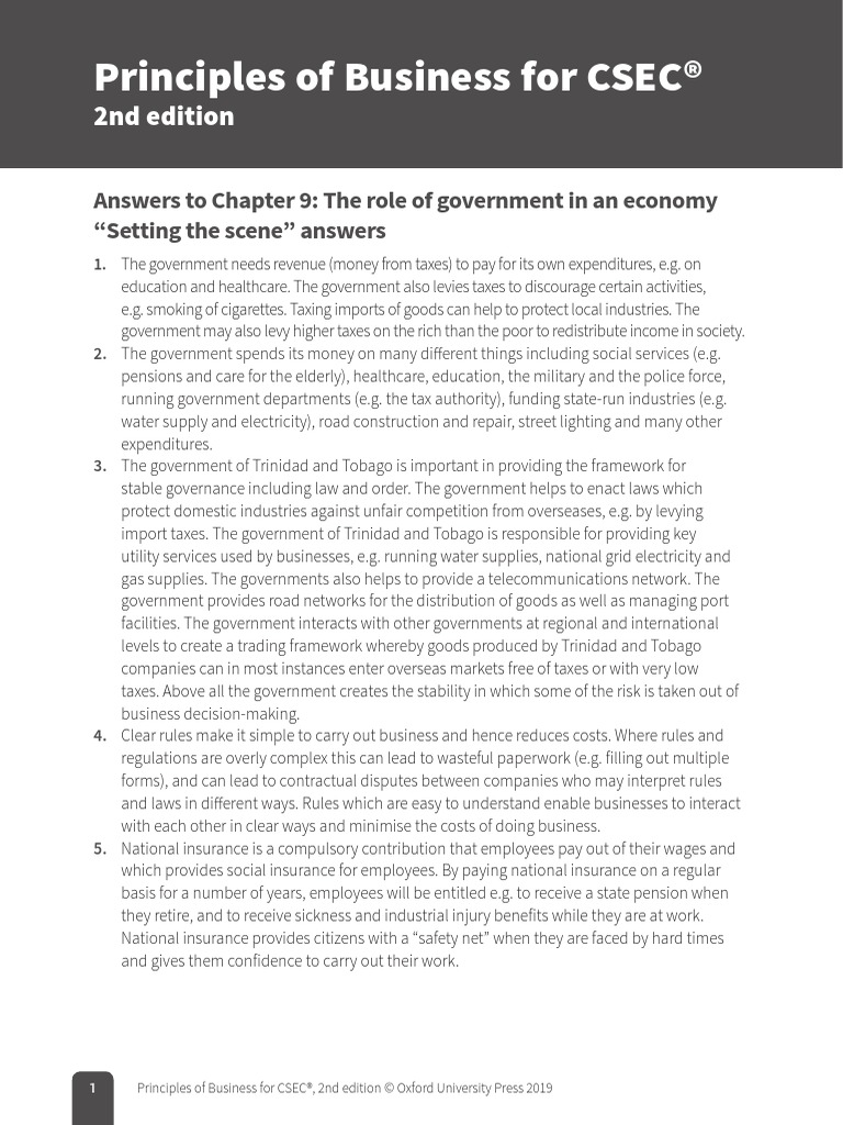 Principles of Business For CSEC®: 2nd Edition | PDF | Welfare | Taxes