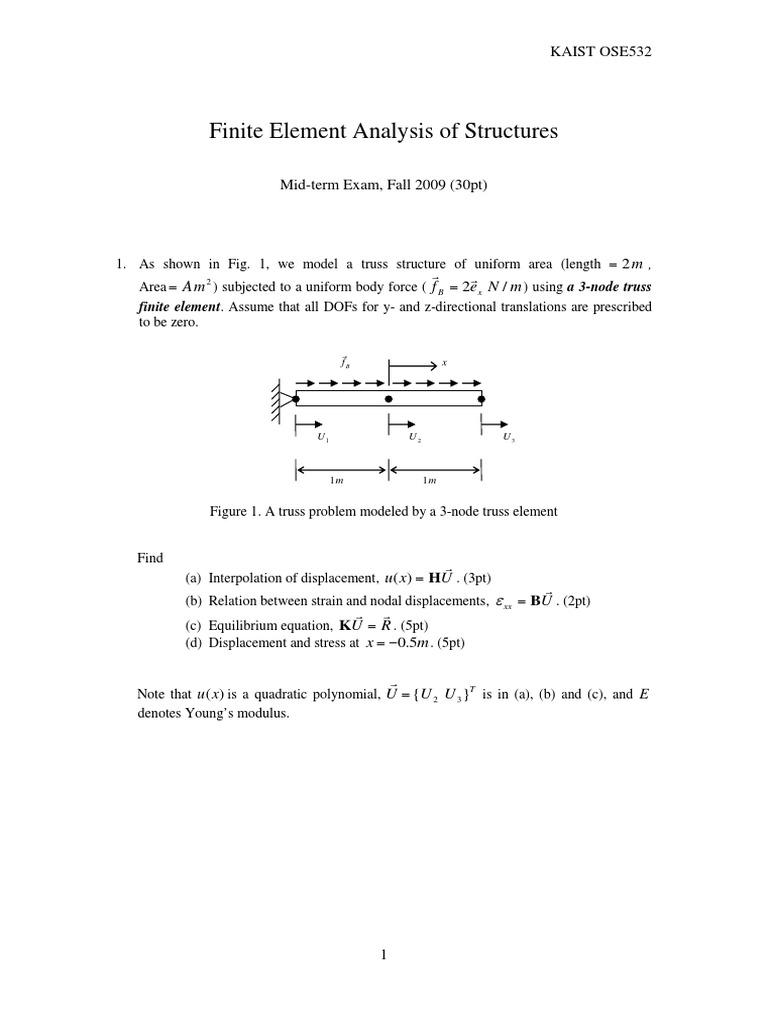 Finite Element Analysis of Structures: M A M N e F | PDF | Deformation (Mechanics) | Linear ...