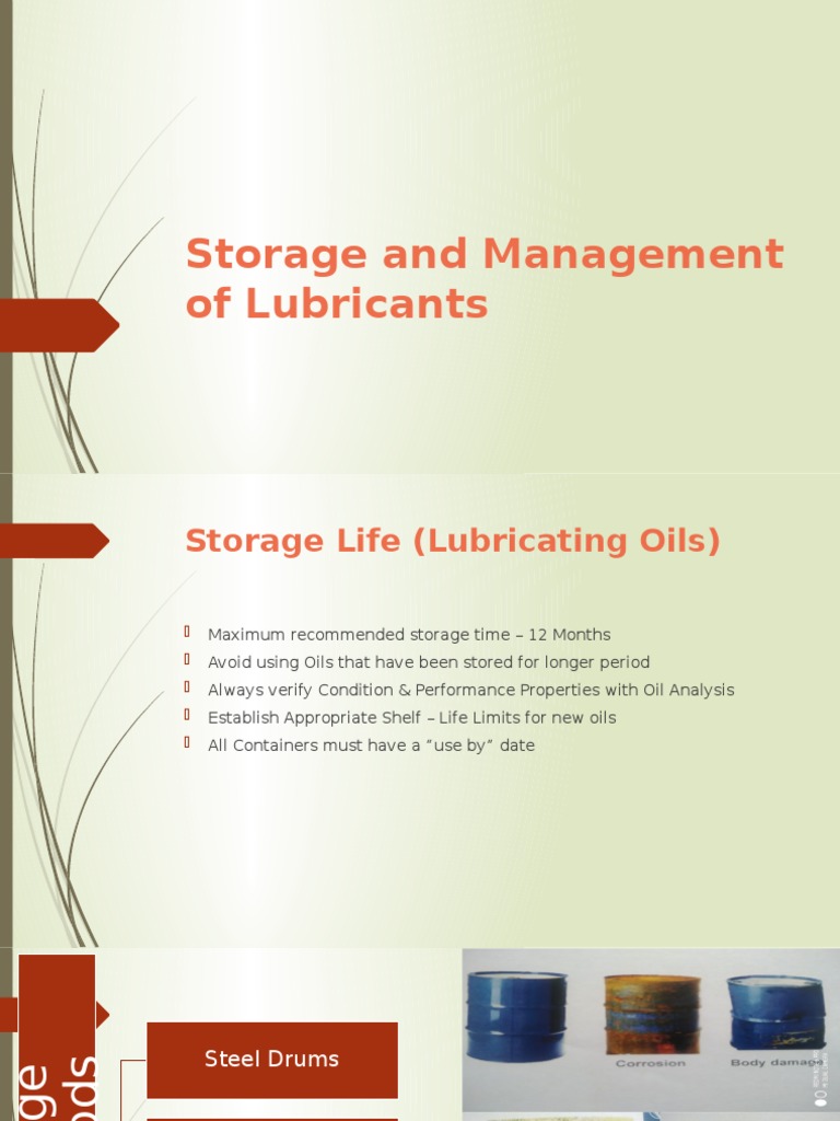 For Storage & Management of Lubricants | Download Free PDF | Lubricant ...