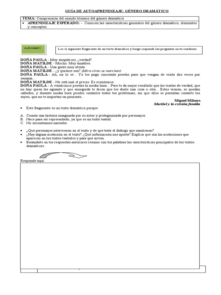 TP1 Género Dramático | PDF | Teatro | Verdad