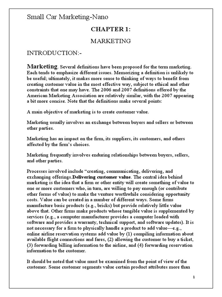 Project On Small Car Marketing-Nano | PDF | Hybrid Electric Vehicle ...