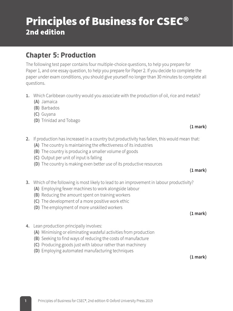 Principles of Business For CSEC®: 2nd Edition | PDF | Production And ...