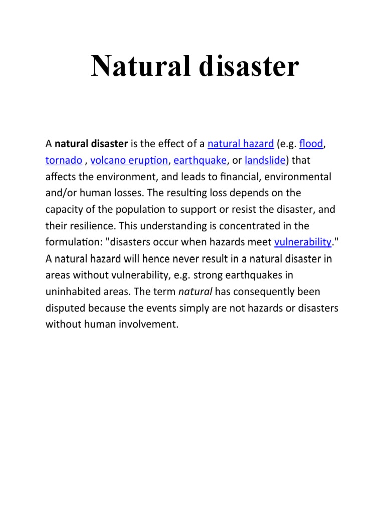 Natural Disaster: Natural Hazard Flood Tornado Volcano Eruption ...