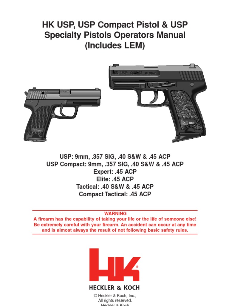 USP Manual REV 3-07 | PDF | Trigger (Firearms) | Handgun