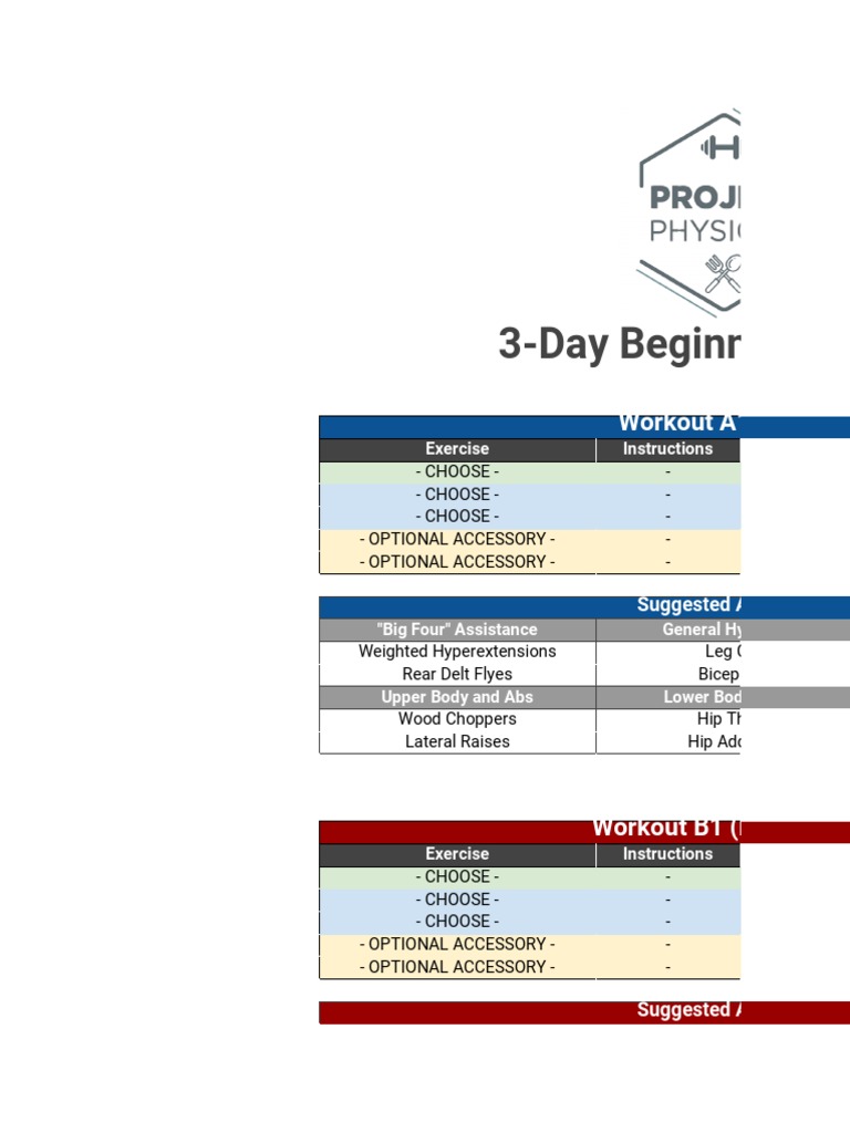 Project Physique - Beginner Programs | PDF | Anatomical Terms Of Motion | Weight Training