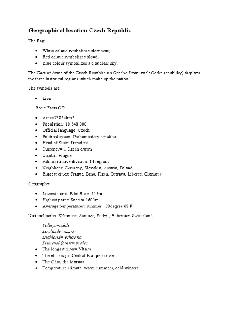 Geographical Location Czech Republic | PDF