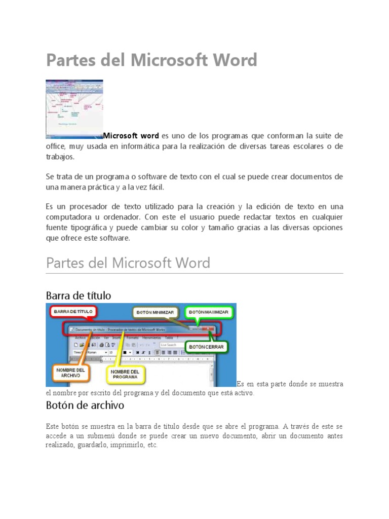 Partes Del Microsoft Word | PDF | Microsoft Word | Programa de computadora