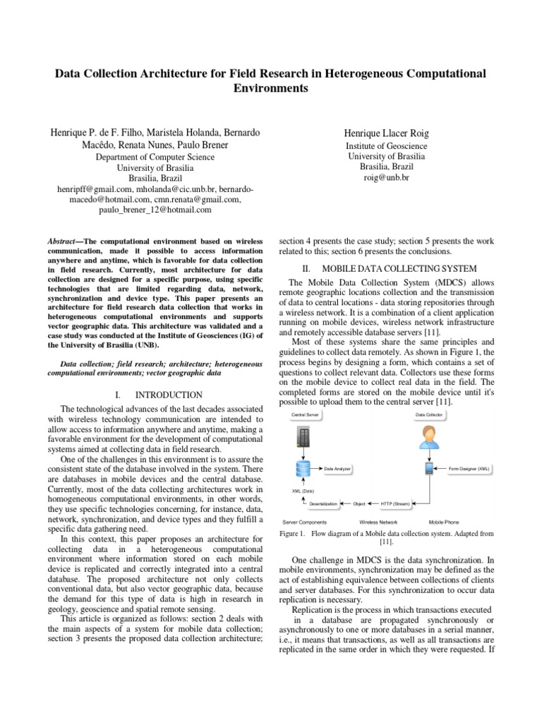 Data Collection Architecture for Heterogeneous Environments | PDF | Replication (Computing ...