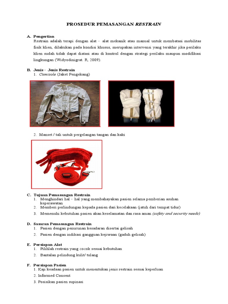 Prosedur Pemasangan Restrain | PDF | Pengembangan Diri | Kesehatan Holistik