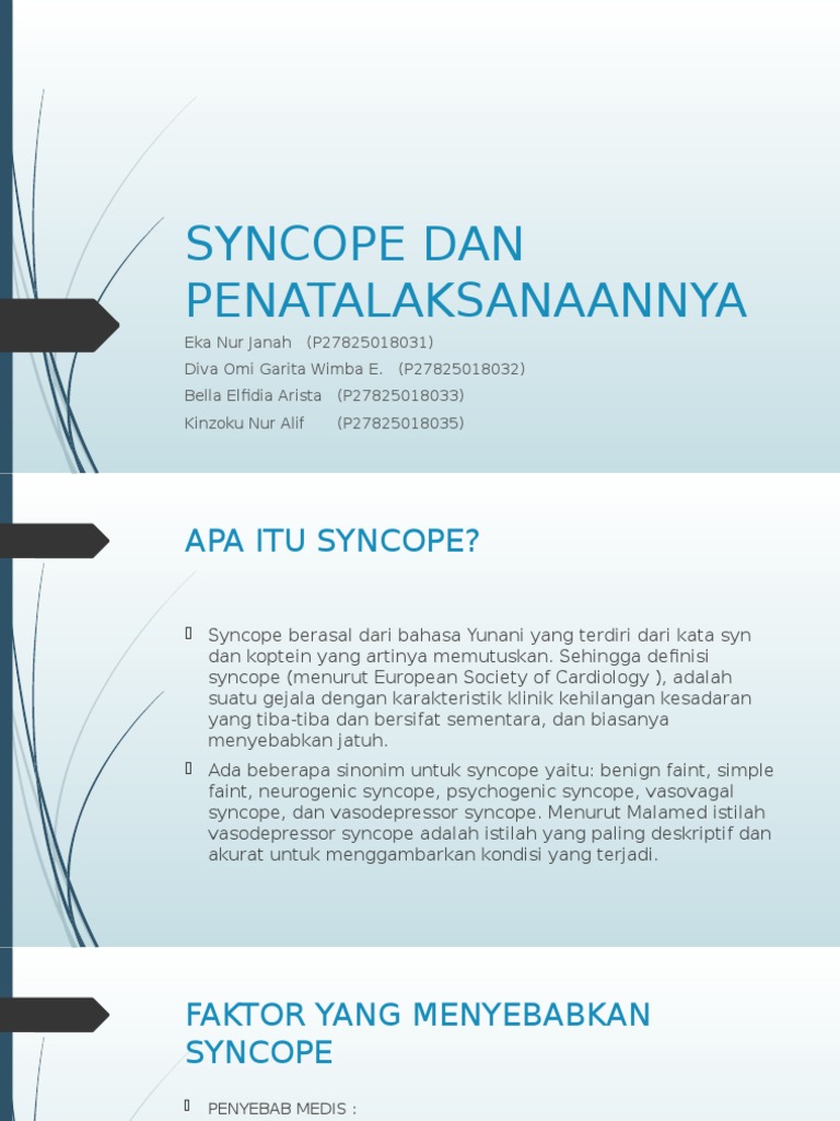 Kelompok 9 - Syncope Dan Penatalaksanaan Syncope | PDF